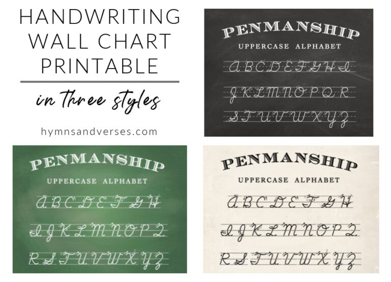 Handwriting Wall Chart Printable | Hymns and Verses