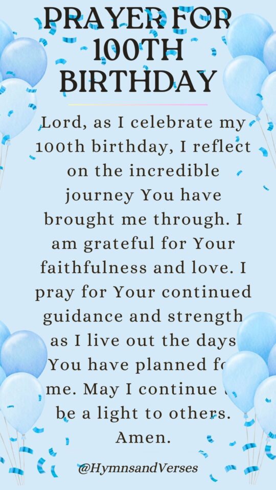 Prayer for 100th Birthday | Hymns and Verses