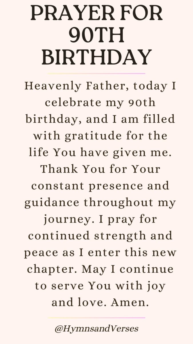 Prayer for 90th Birthday | Hymns and Verses